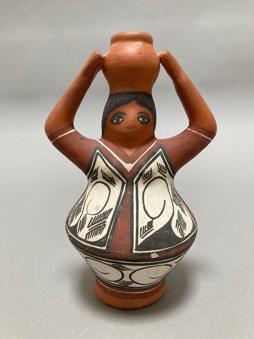 Vintage Hand Painted Figural Pottery Bottle Jug, Quibor Lara, Venezuela ...