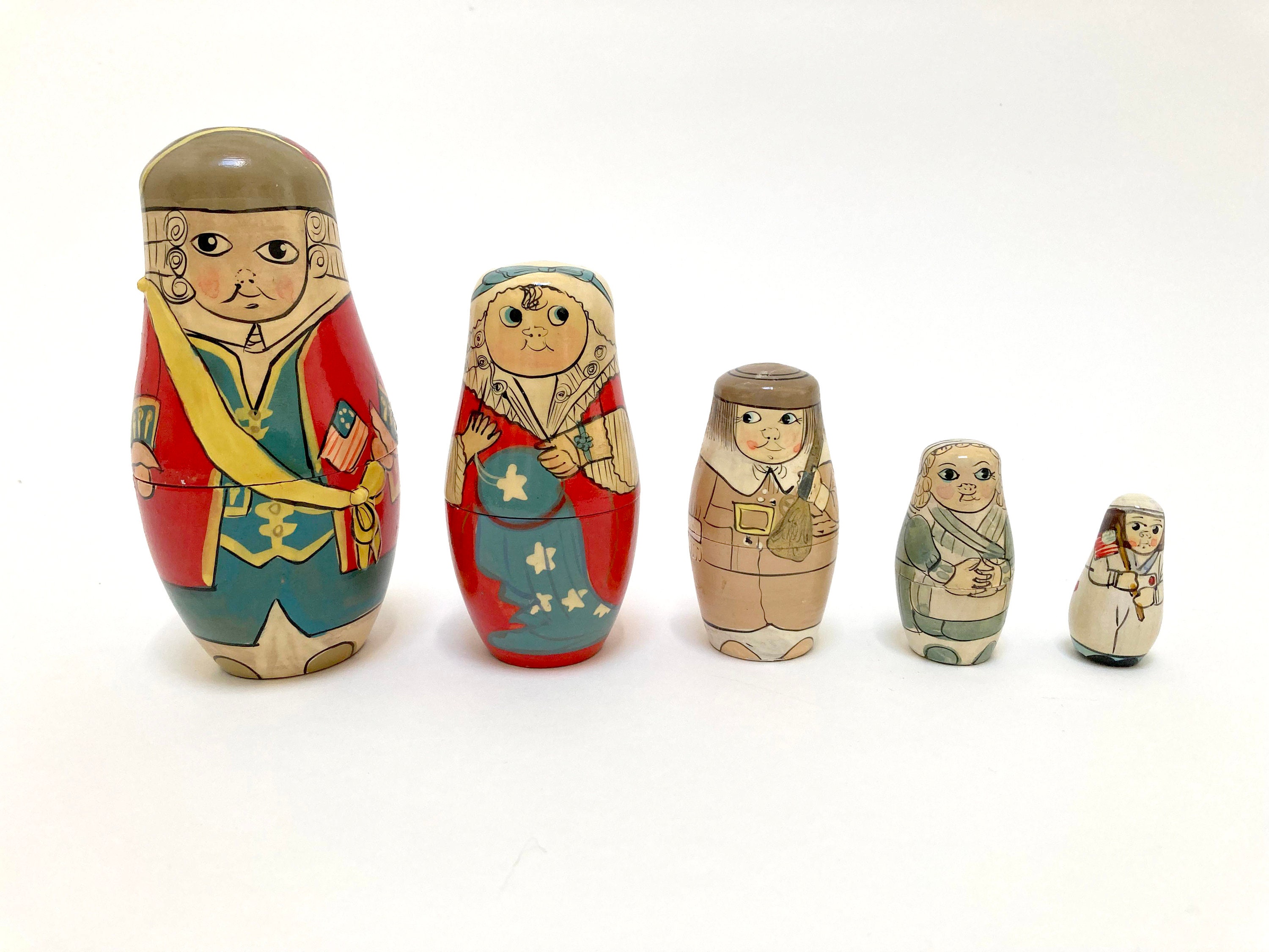 Vintage Nesting Dolls Set of Five Americana Revolutionary - Etsy