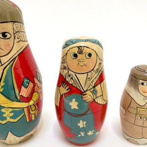 Vintage Nesting Dolls, Set of Five, Americana Revolutionary War Figures ...