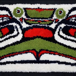 Collection of 5 Vintage 1970s Latch Hook Rugs, Northwest Coast Native ...