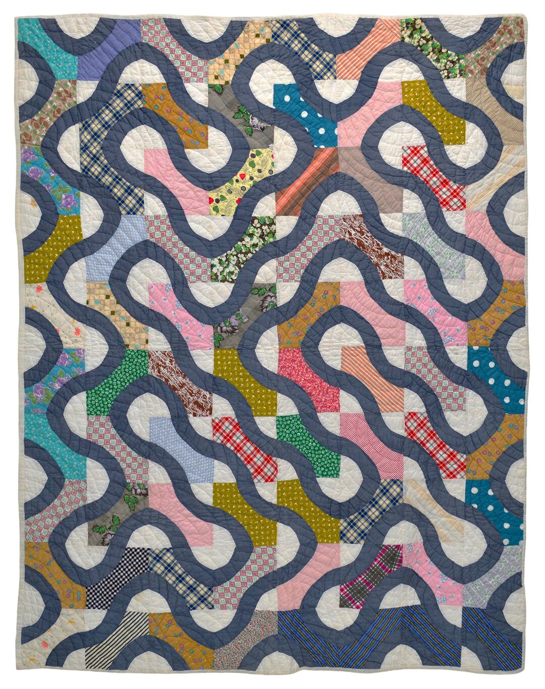 Vintage 1960s Snake Trails Quilt: Mid-century Modern Hand-quilted ...