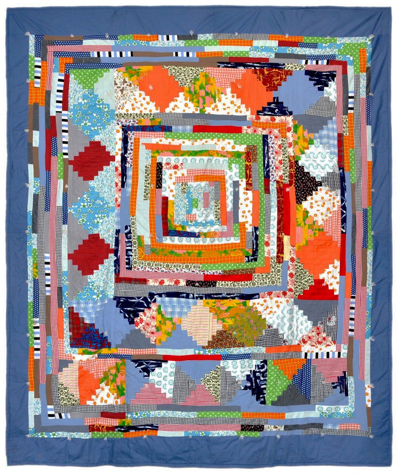 Vintage Masterpiece 1970s Log Cabin Medallion Patchwork Quilt - Etsy