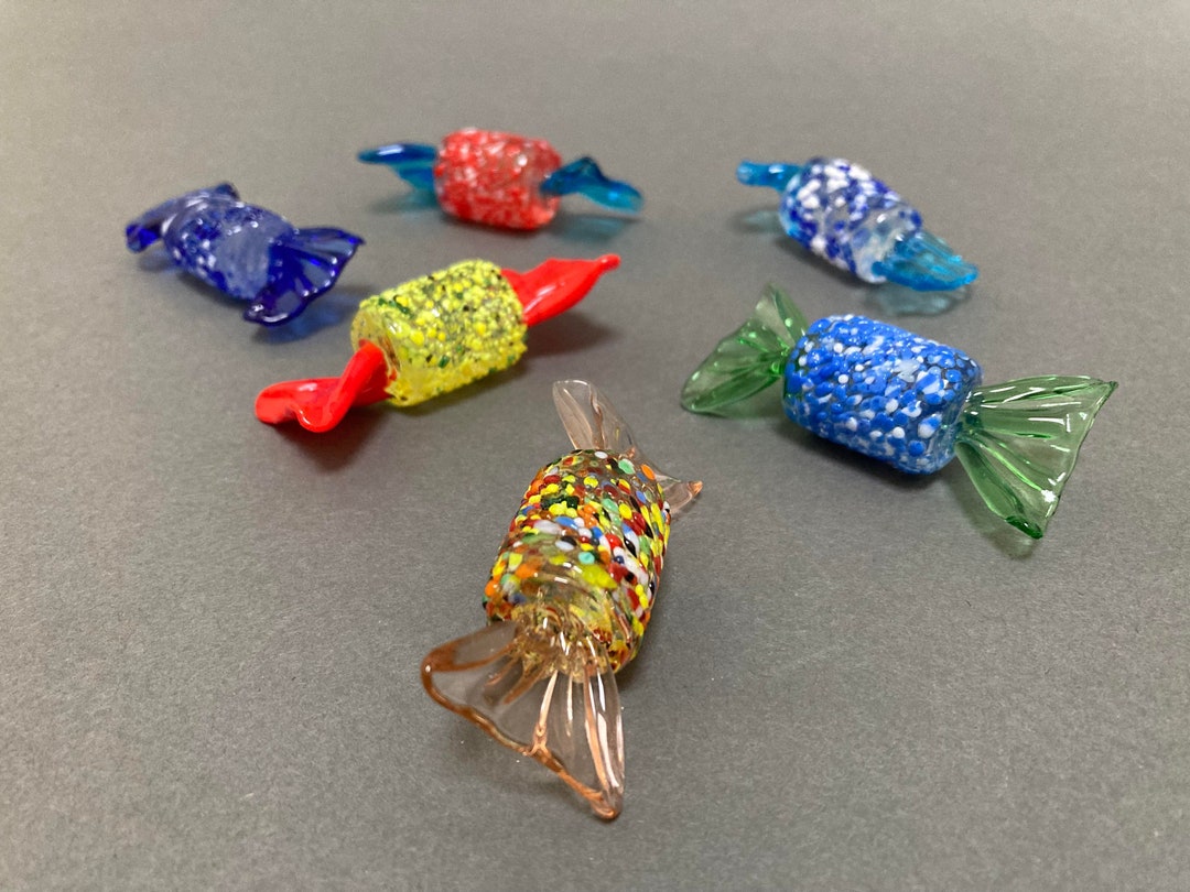 Hand Crafted Art Glass Candies: Multicolor Speckled Set of 6 - Etsy
