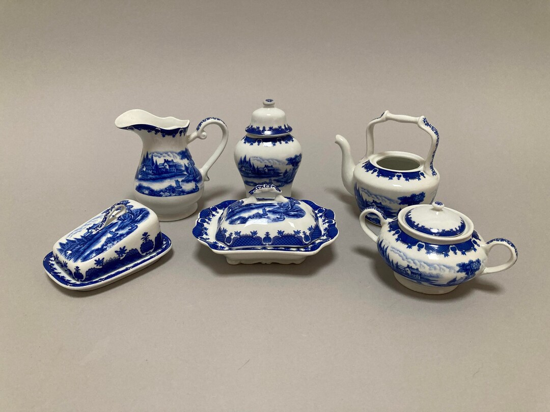Formalities by Baum Bros. Scenic Collection Blue and White Small Scale Miniature Serving Set - Etsy