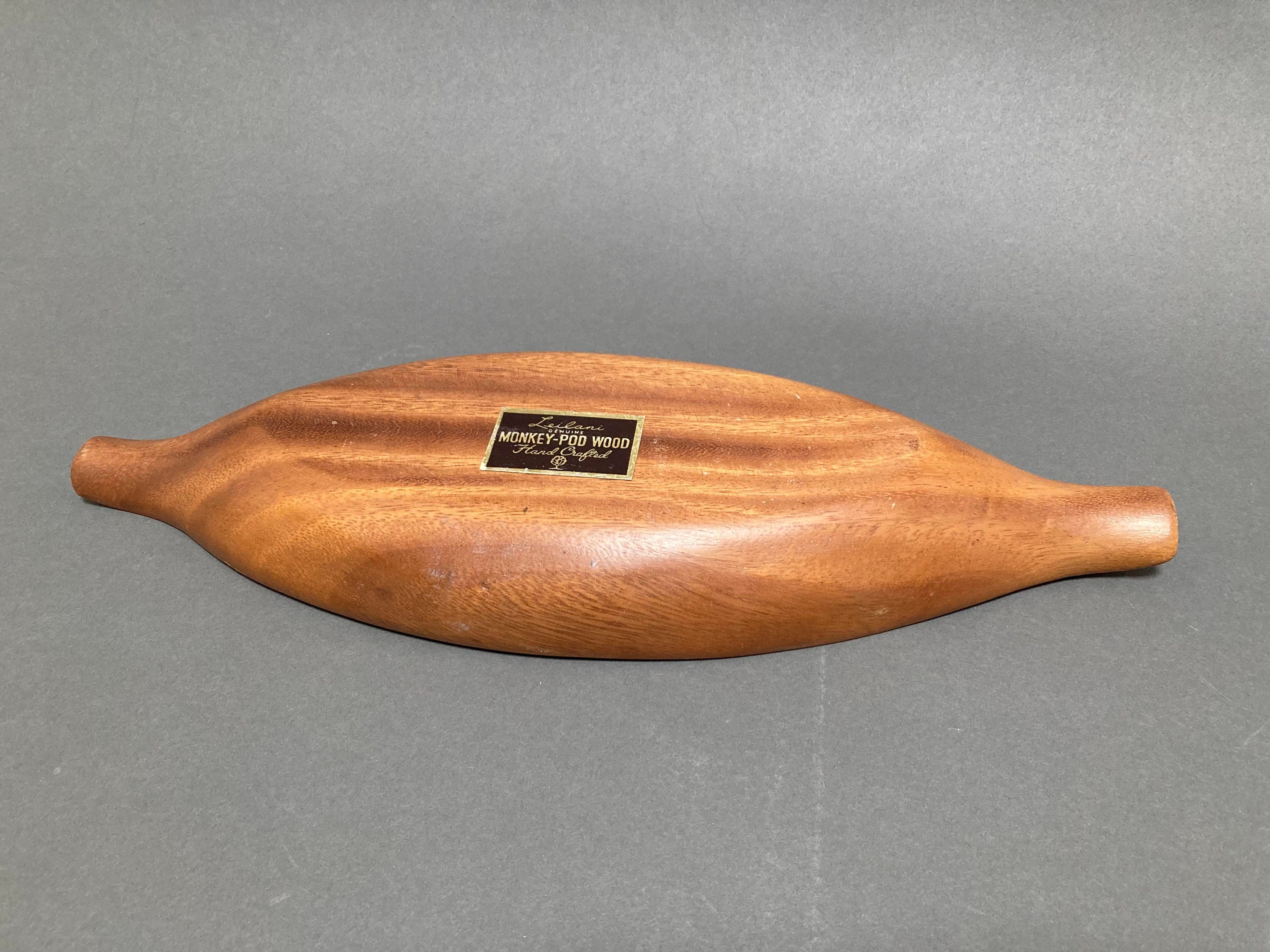 Vintage Leilani Hand Crafted Monkey Pod Wood Tray Dish, Long Serving ...