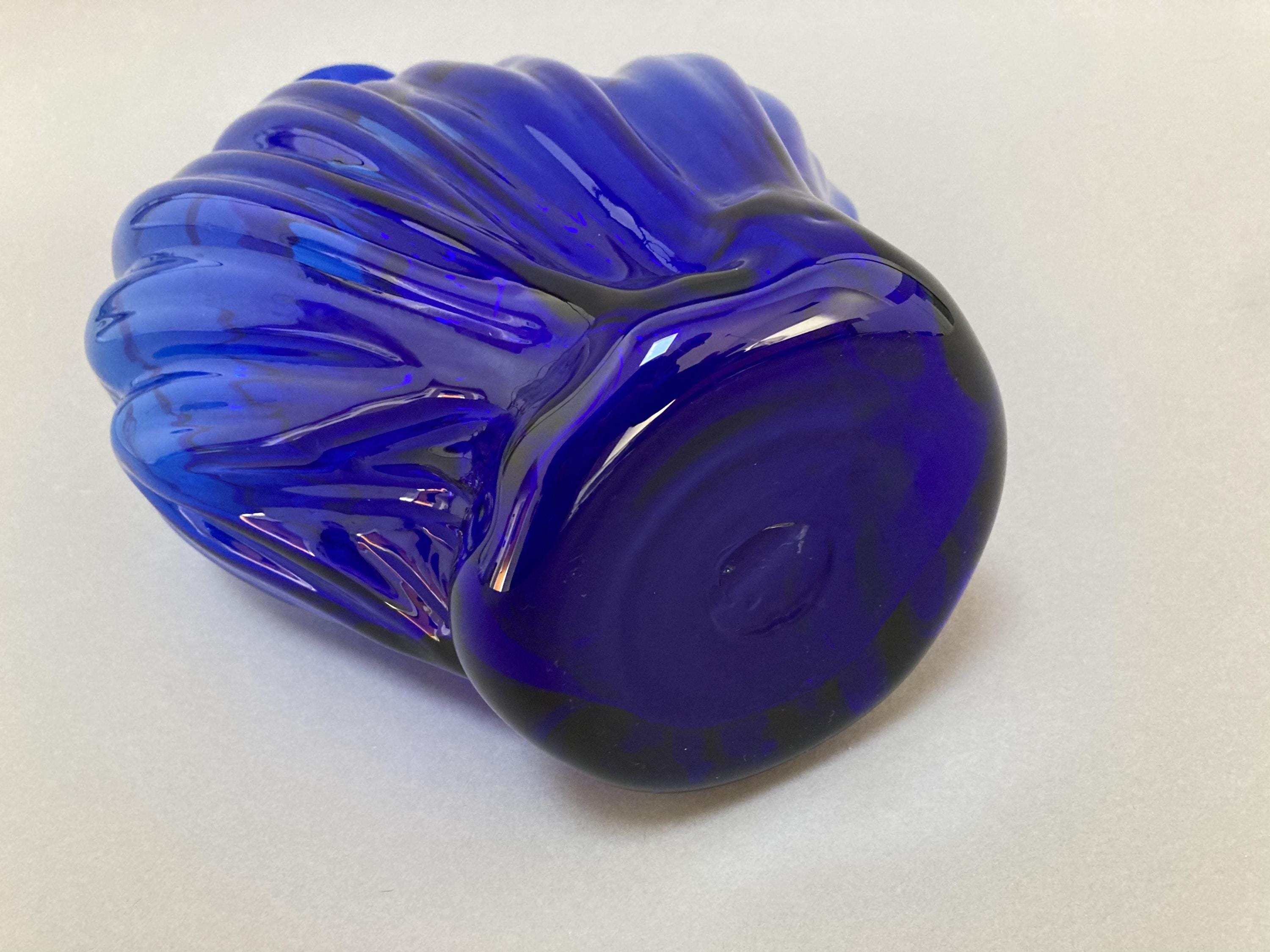 Vintage Blenko Cobalt Blue Seashell Vase #9106 - Hank Adams Design - Etsy