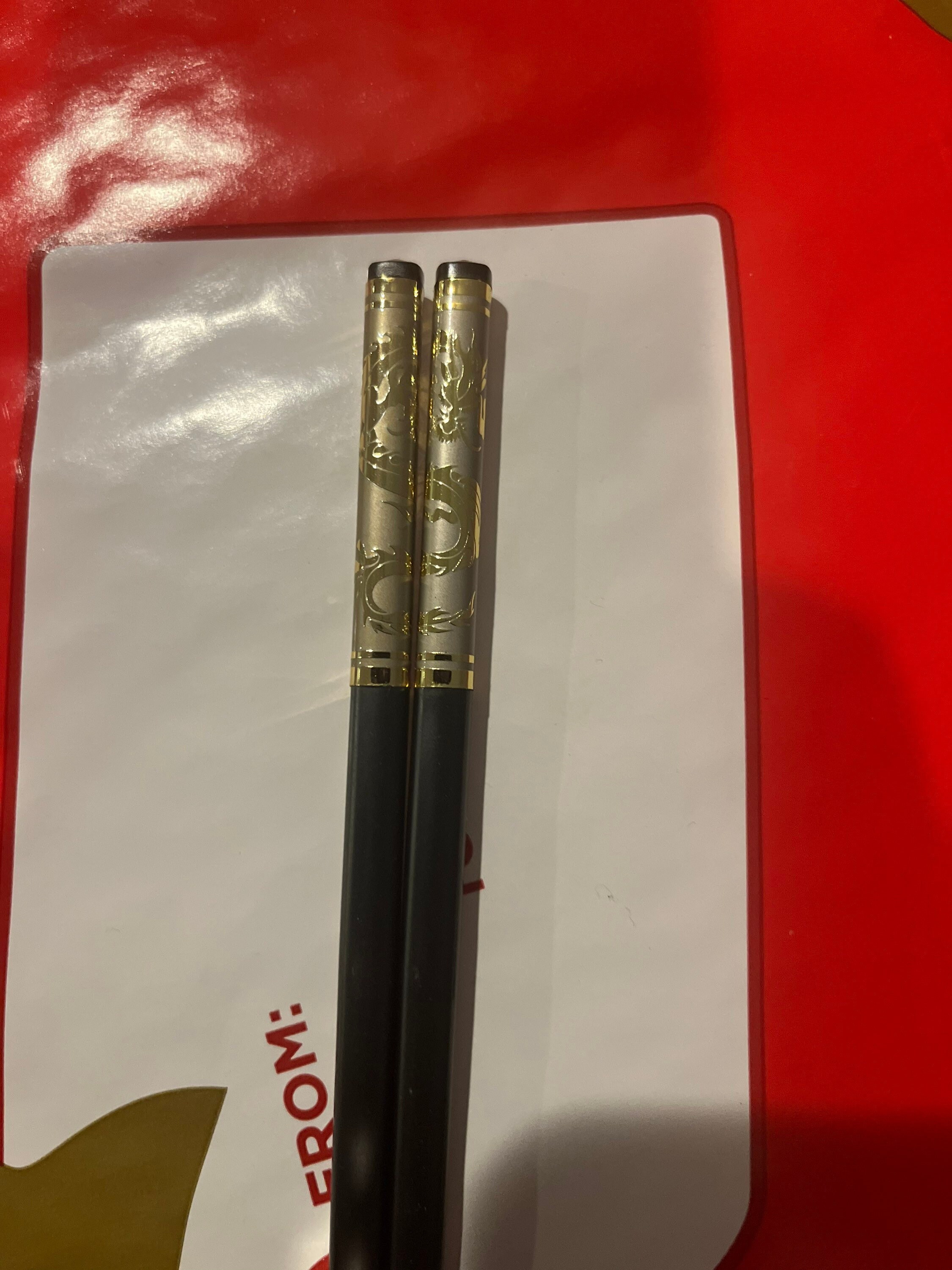 Japanese High Standard Gold Dragon on Silver Background Chopsticks W ...