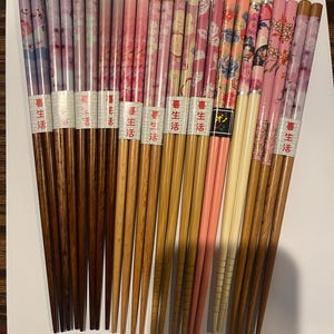 12 Design Variations Japanese Chopsticks W/ Free Handmade Silk Holders ...