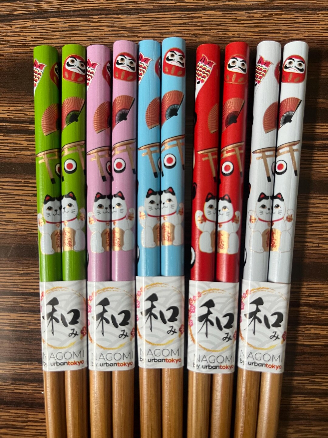 Japanese Colorful Maneki Neko Good Luck Cats With Free Handmade Silk ...