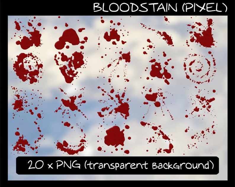 Bloodstain Pixel 20 Different Bloodstains Vine Spots or | Etsy