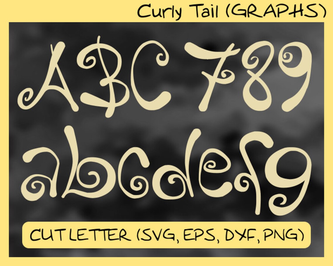 Curly Tail graphs letters numbers graphic font digital | Etsy