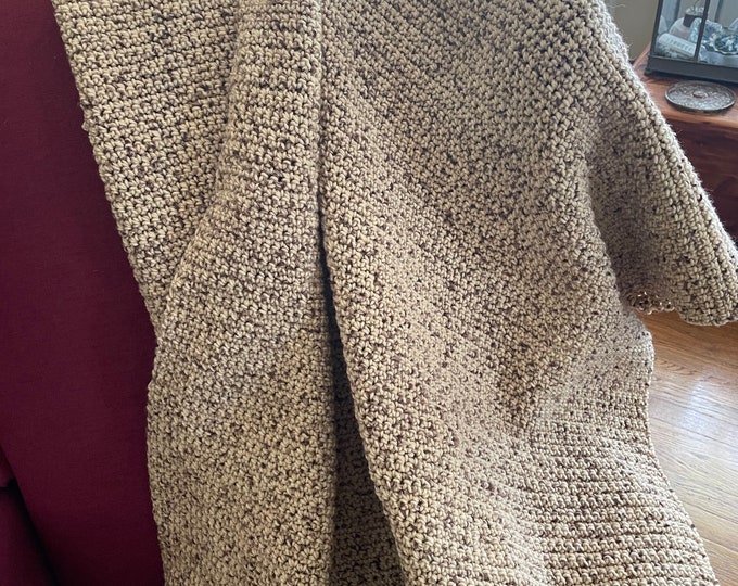 Crocheted Throw. Neutral Colored Marled Acrylic 56”x 54” Cozy Throw or ...
