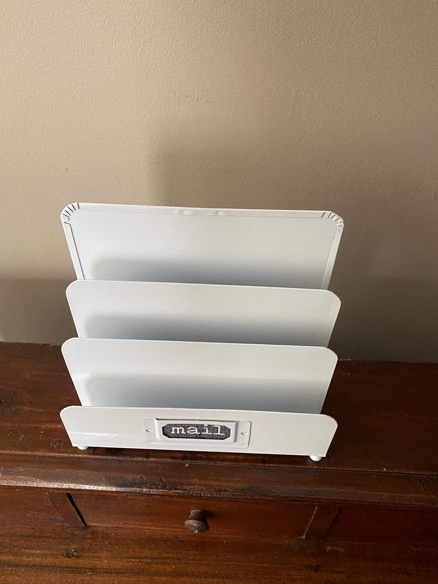 Mail holder small tin desk top organizer with denim fabric | Etsy