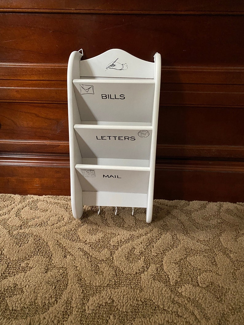 Wood Mail Holder Painted Labeled and Stamped. Wall Mount - Etsy