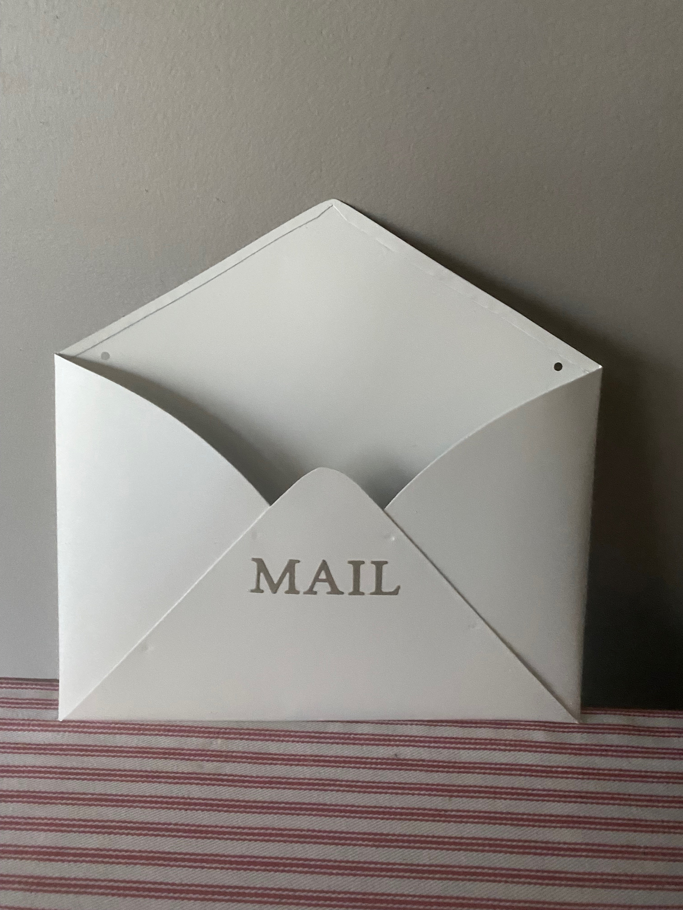 Small wall mount mail holder. Painted metal envelope style pocket to contain mail and papers. Simple and stylish. Etsy