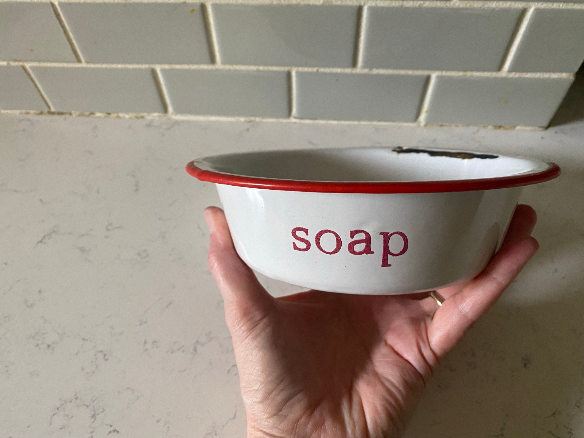 Vintage Enamelware Bowl. Repurposed to Soap Tin to Store Your - Etsy UK
