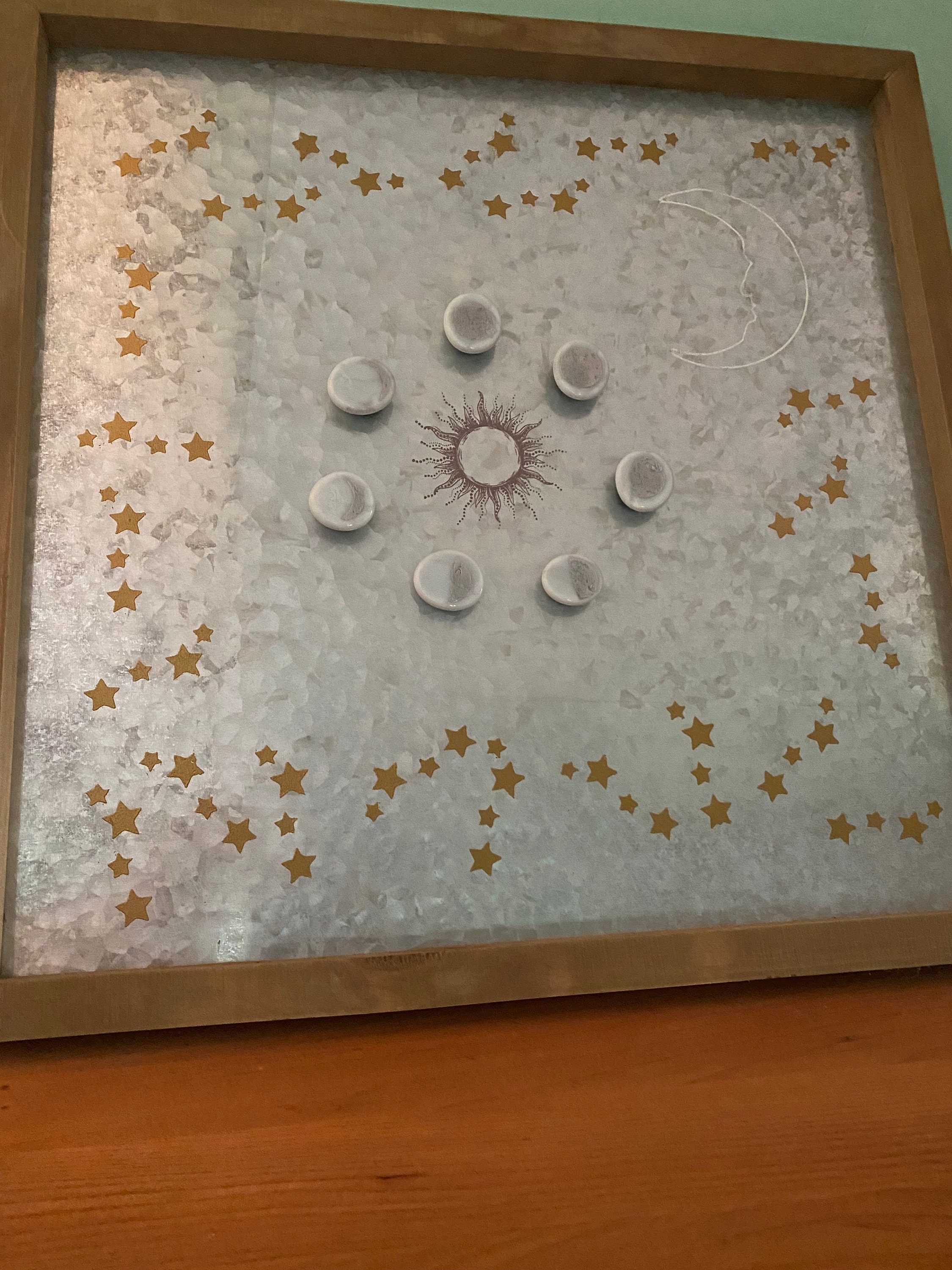Magnetic Message Board. Hand Stamped Sun Moon and Stars. - Etsy