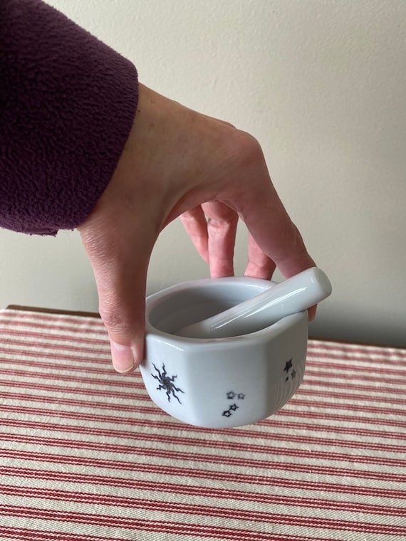 Mini Mortar and Pestle. Octagonal Shaped Ceramic With - Etsy