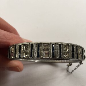 Antique Art Deco Bracelet. Allco. Flapper Style Rhinestone and Navy ...