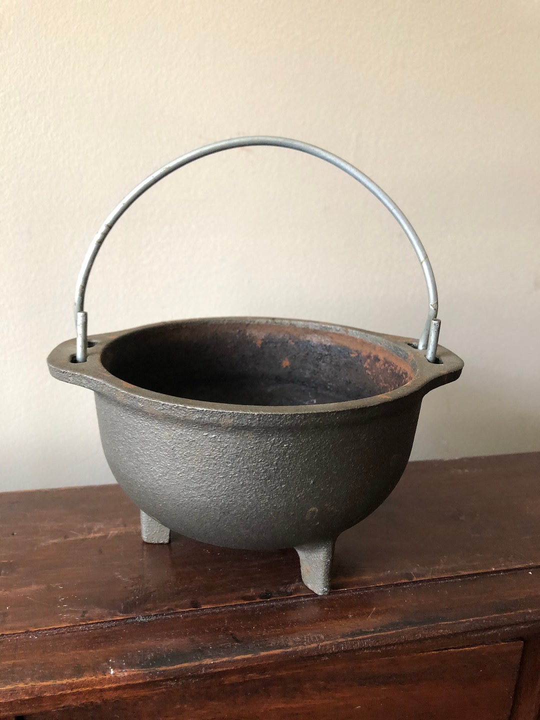 Vintage Mini Cauldron, Rusty and Rustic, Lodge Brand. Authentic 3 Foot ...