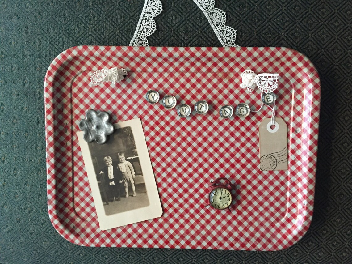 Vintage Tray Turned Message Board With Vintage Magnets. Cute | Etsy