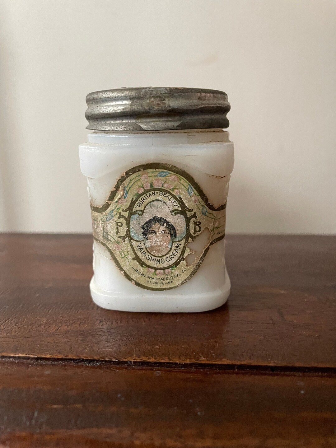 Antique Cream Jar With Original Label and Lid. Old Time Puritan Beauty ...