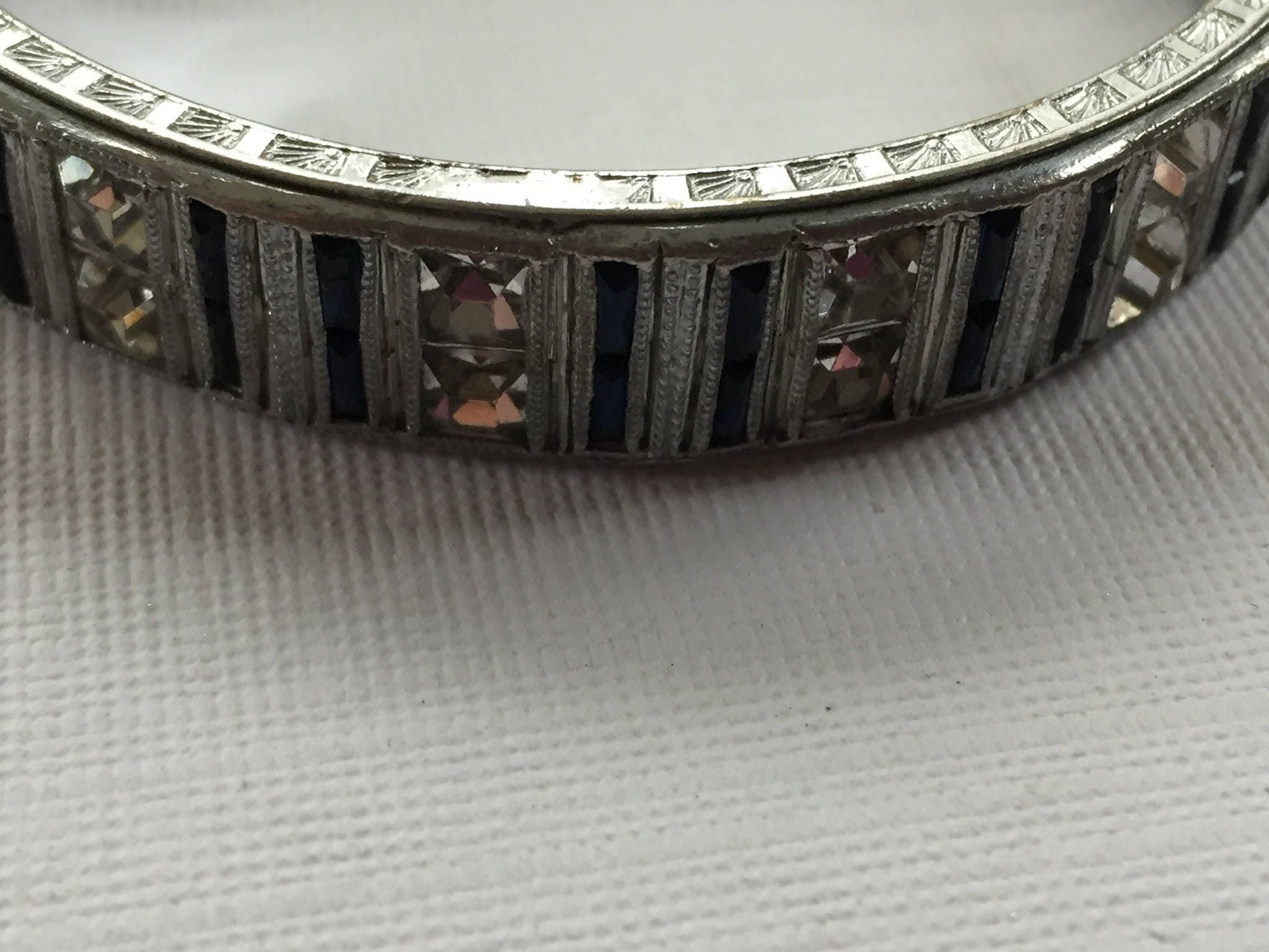 Antique Art Deco Bracelet. Allco. Flapper Style Rhinestone and Navy ...