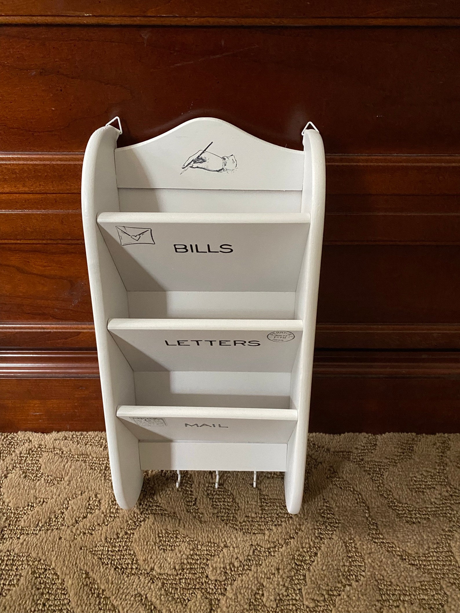 Wood Mail Holder Painted Labeled and Stamped. Wall Mount - Etsy