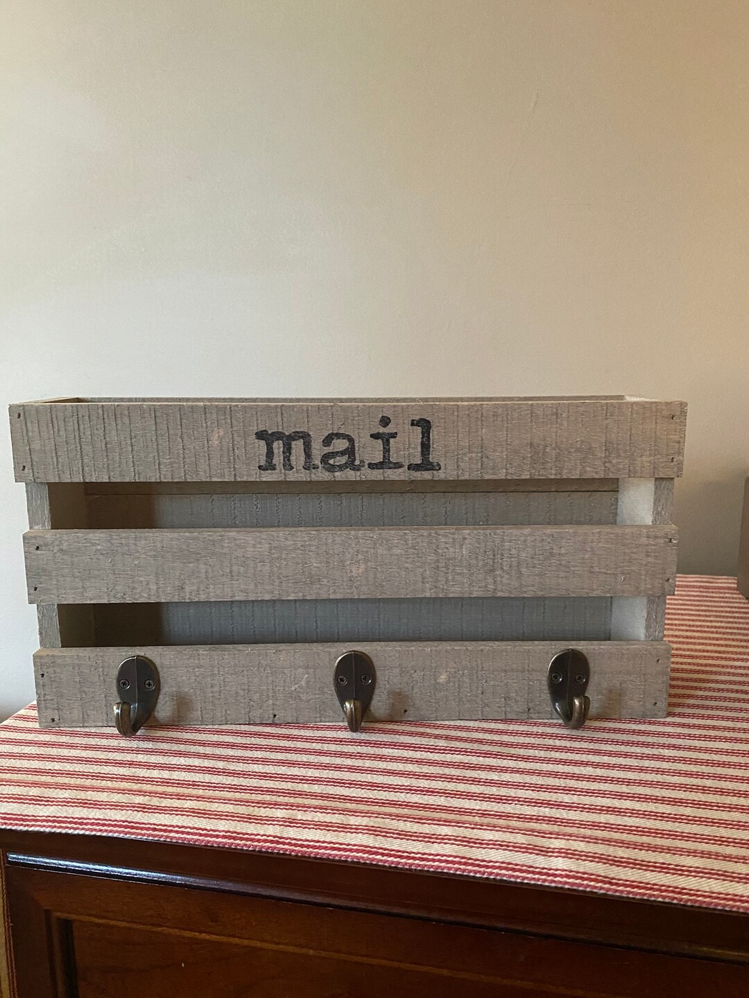 Wood Mail Holder Wall Mount. Rustic and Hand Stamped With the - Etsy