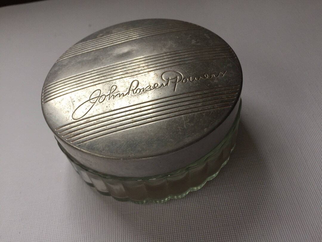 Vintage Powder Jar, 1950, Glass John Robert Powers Jar With Aluminum ...