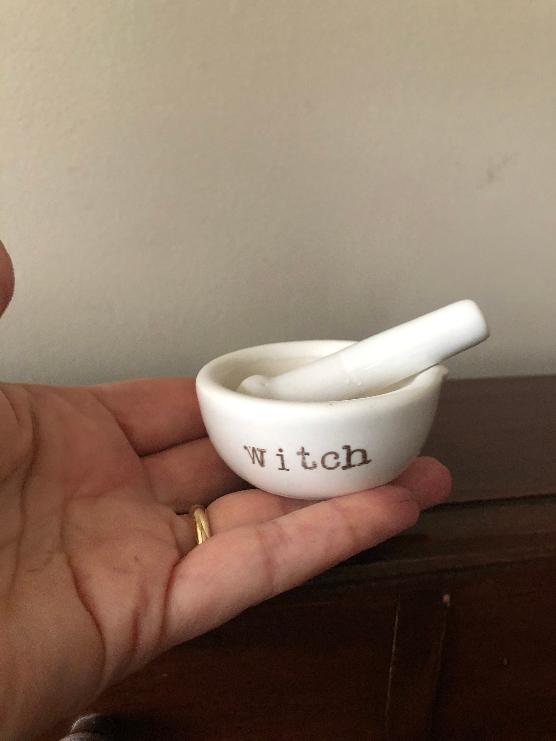 Micro Mini Mortar and Pestle With the Word Witch Stamped Onto the ...
