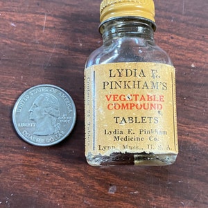Antique Tiny Lydia Pinkham Glass Bottle With Original Lid and Label in ...