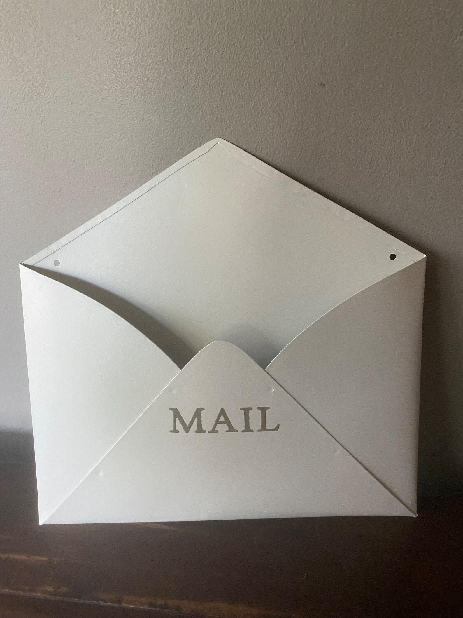 Small Wall Mount Mail Holder. Painted Metal Envelope Style Pocket to ...