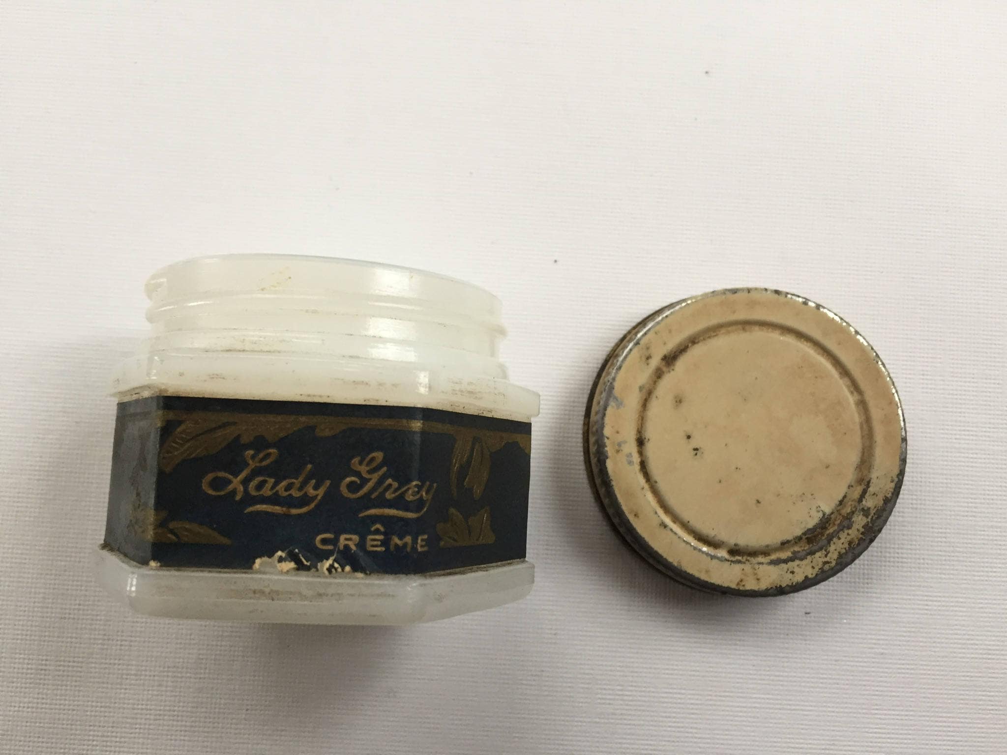 Antique cold cream jar milk glass jar with original label and | Etsy