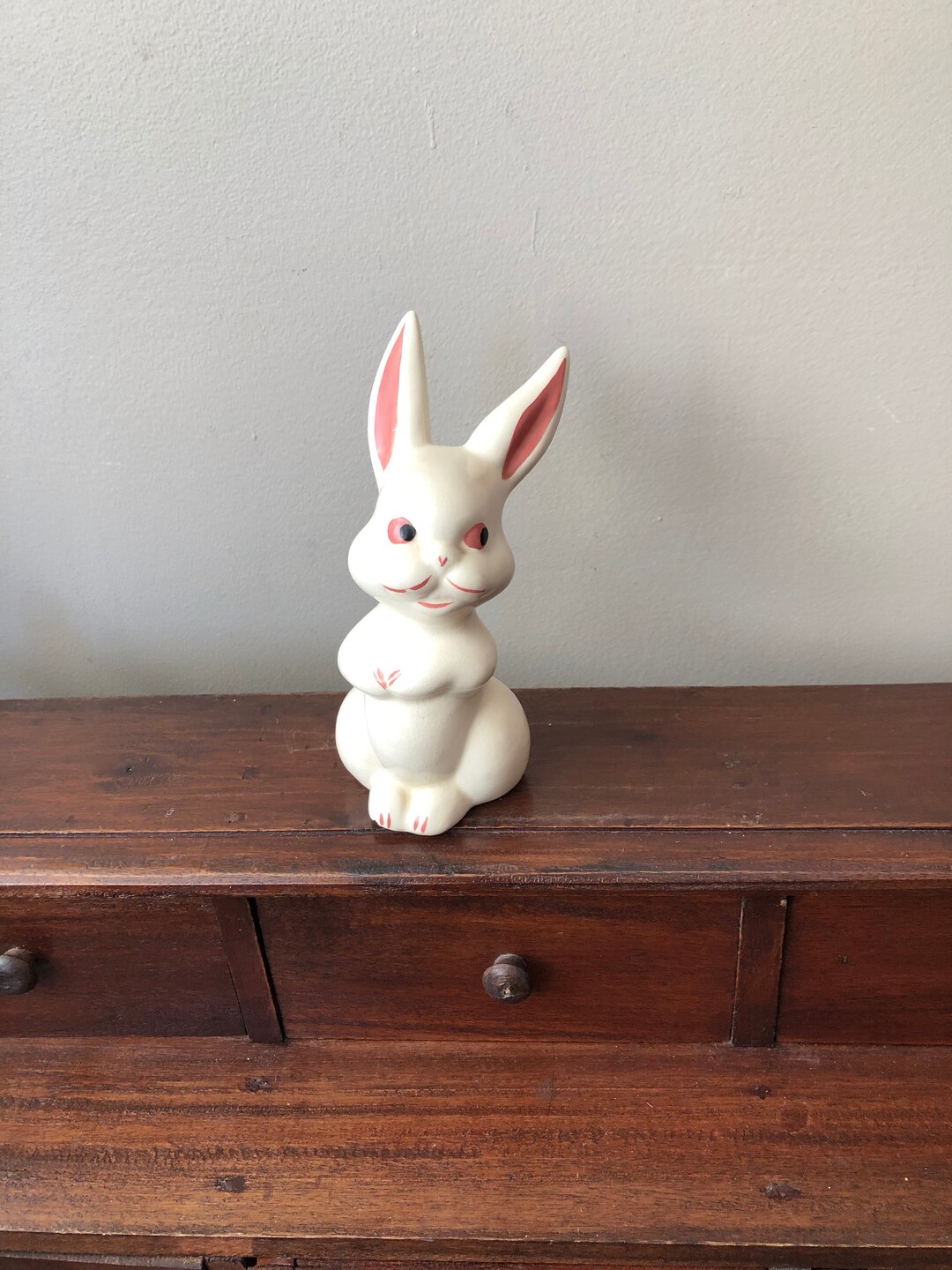Vintage Ceramic Bunny With Cotton Tail. Nursery Cotton Ball Dispenser ...