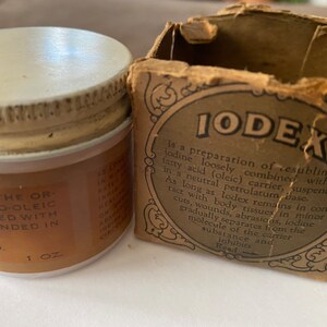 Antique Iodine Jar With Original Box, Label, and Lid. Empty and Clean ...