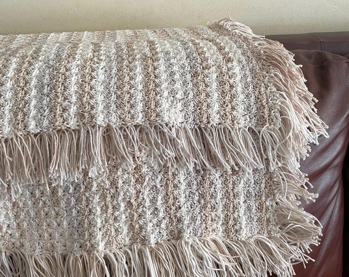 Hand Crocheted Natural Weighted Throw. Chunky and Soft Weight in 100% ...