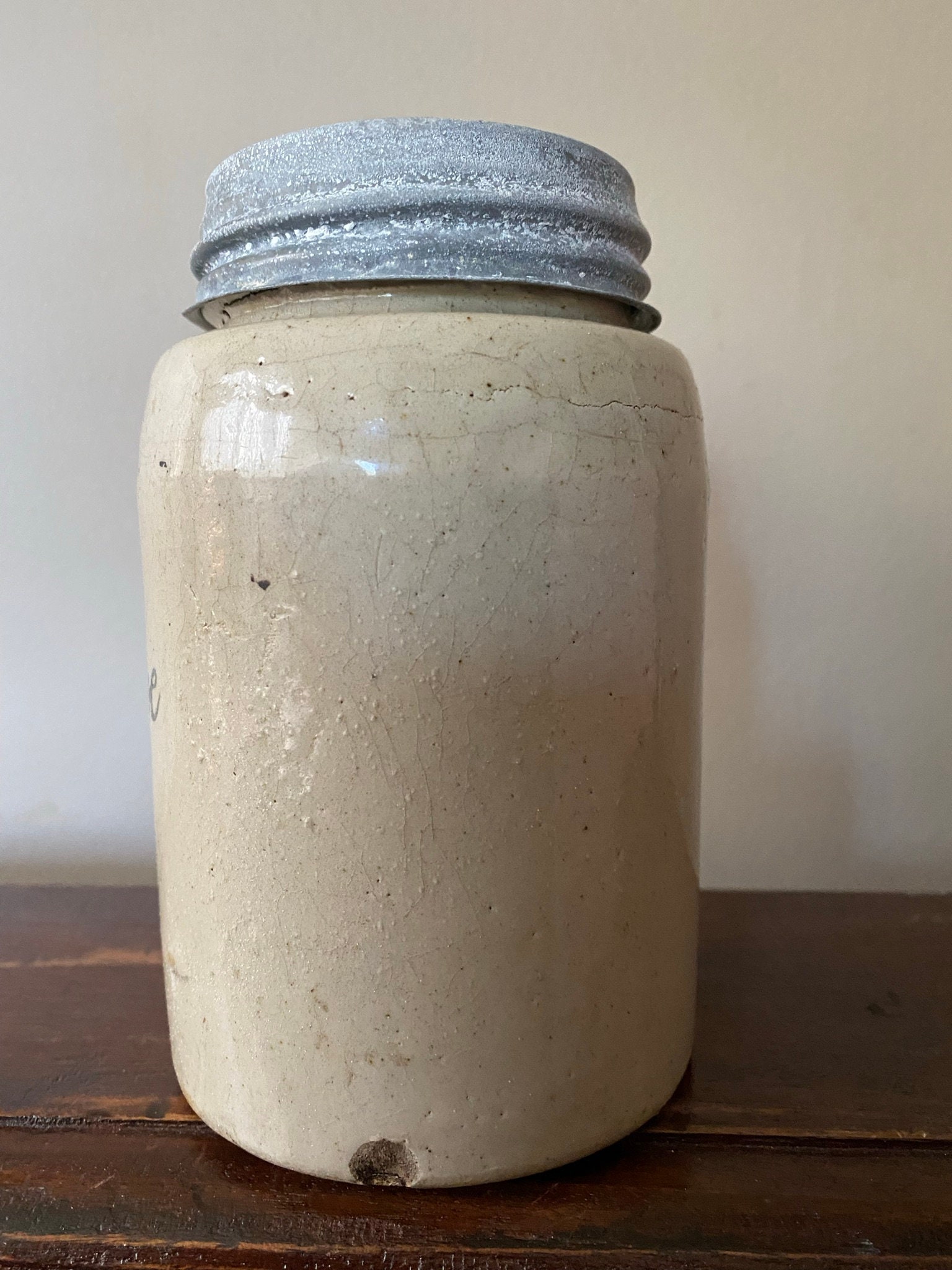 Antique Stoneware Jar With Zinc Lid and Hand Stamped ANTIQUE - Etsy