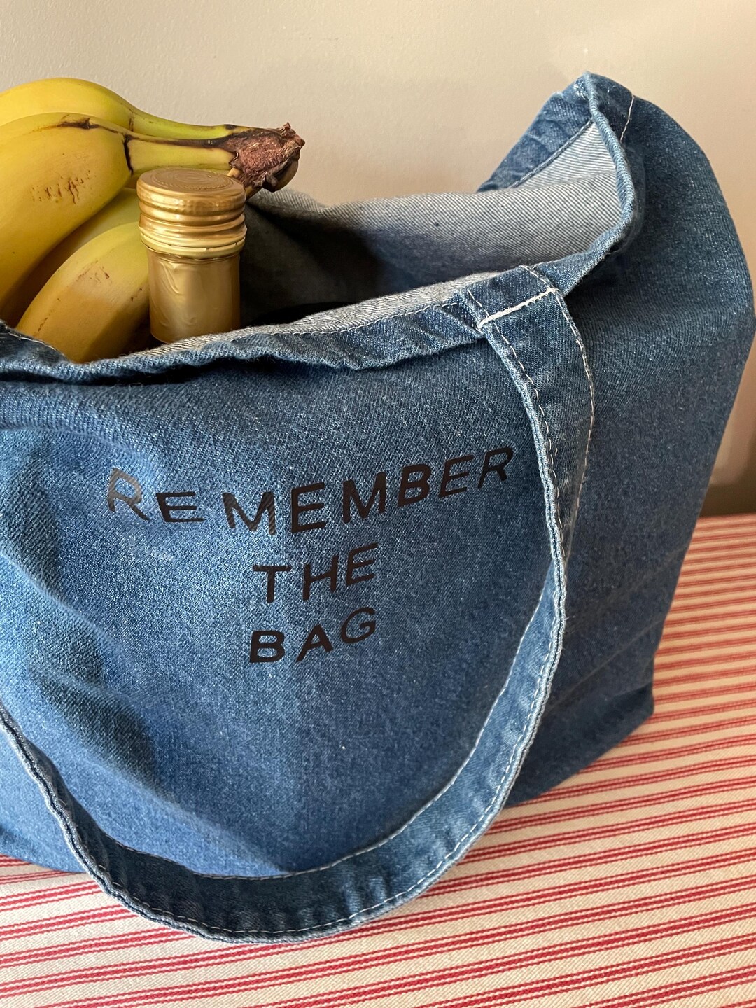 Denim Reusable Shopping Bag, Large, Unstructured, and Sturdy. Remember ...