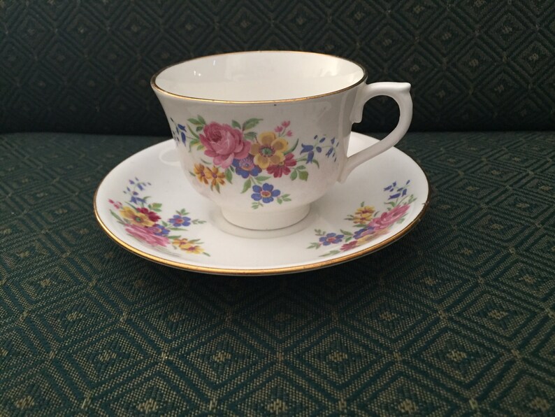 Vintage Vale English Bone Chine Tea Cup and Saucer. Multi | Etsy