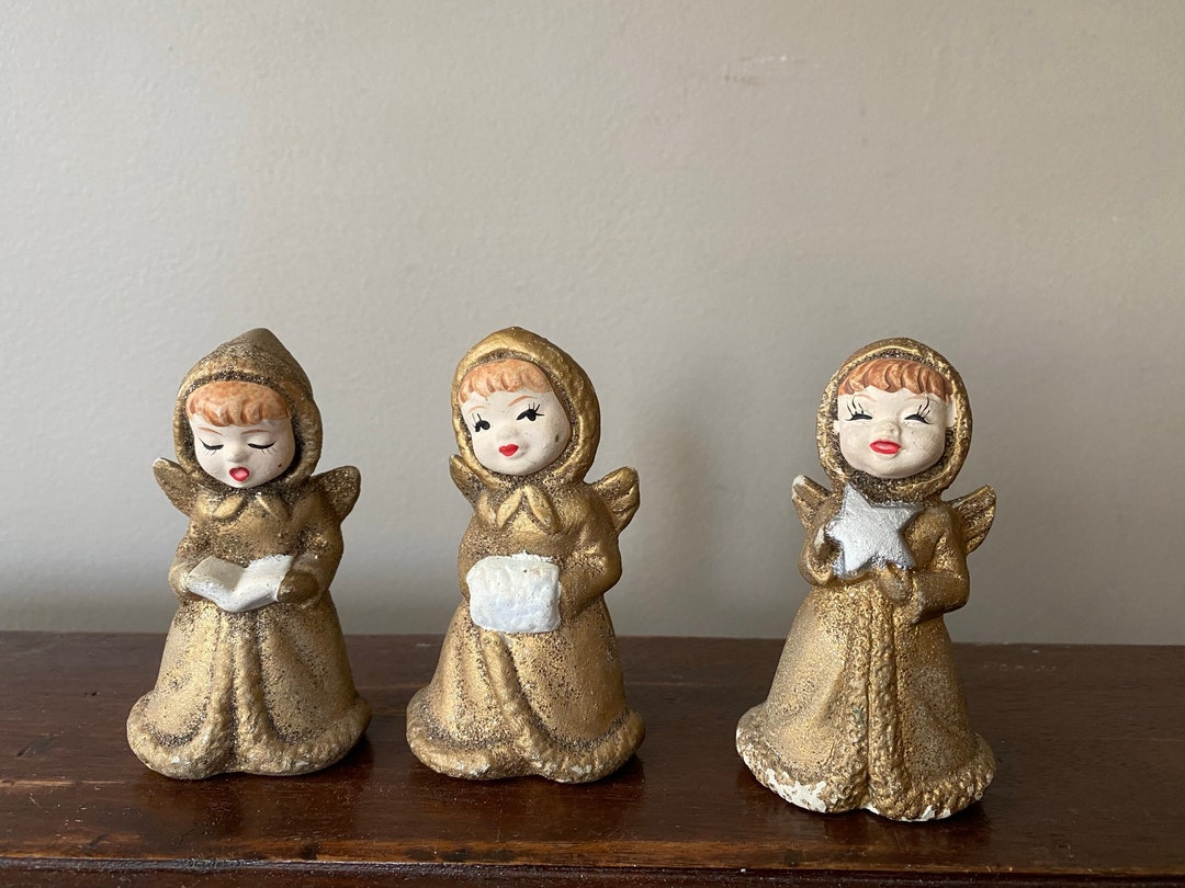Vintage Set of Adorable Angels. Unsure of Maker, No Markings. Cute Old ...