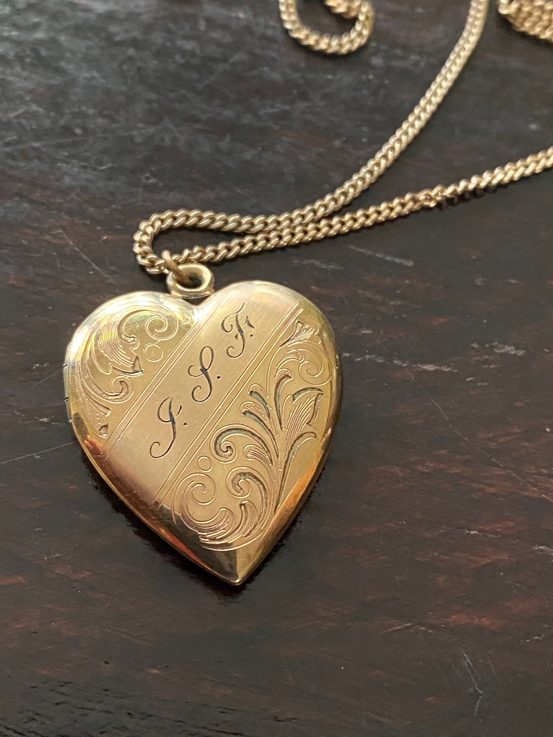 Antique 10 K Gold Filled Heart Locket,(marked) Larger Size With 18 ...