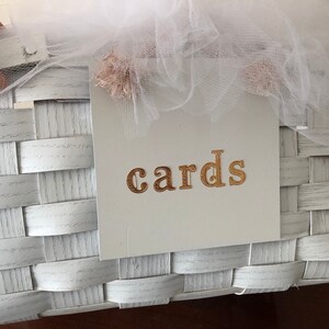 Rustic Wedding Card Basket, Authentic Vintage Oak Splint Basket Sprayed ...