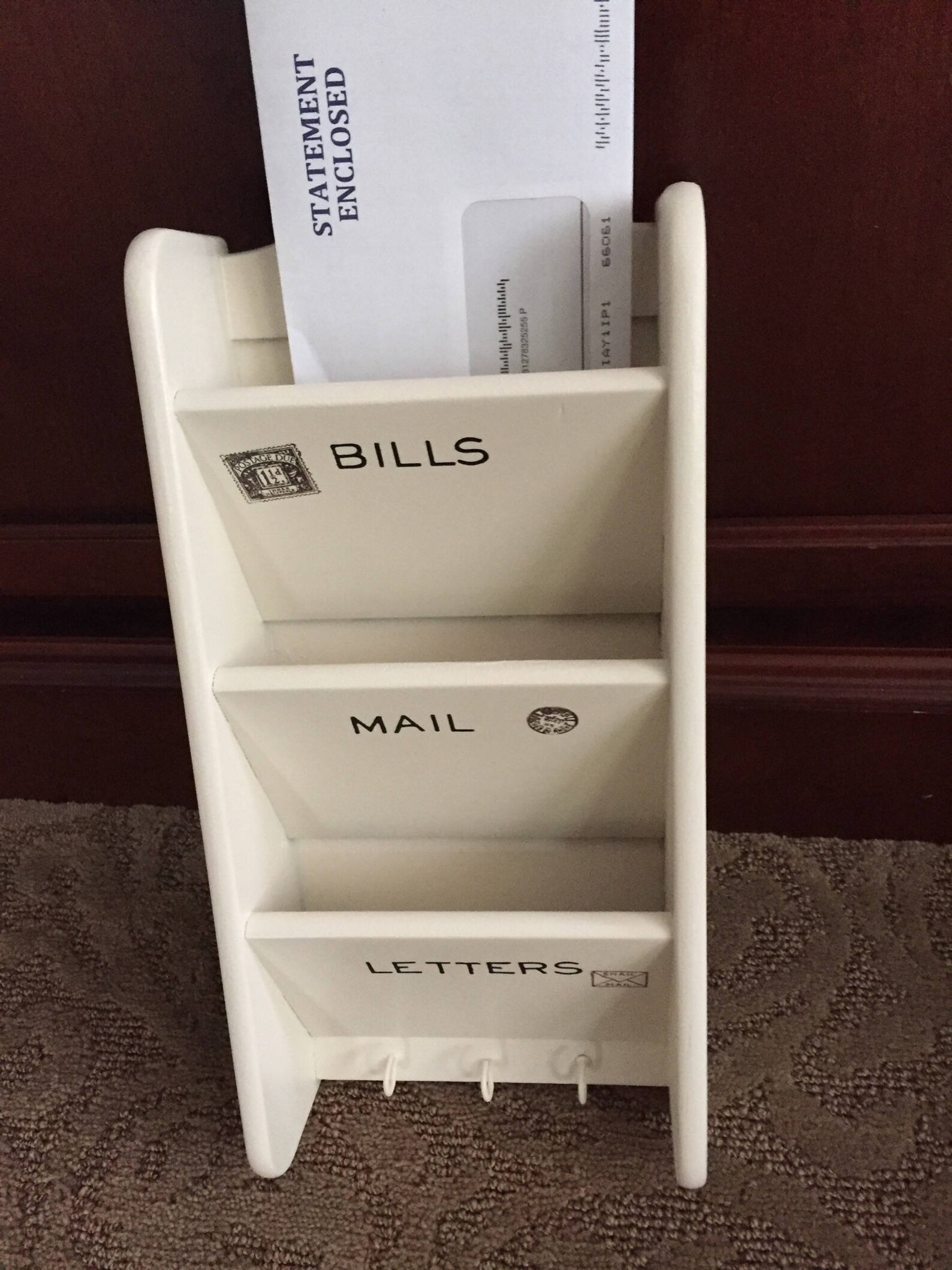Wood mail holder painted labeled and stamped. Wall mount | Etsy