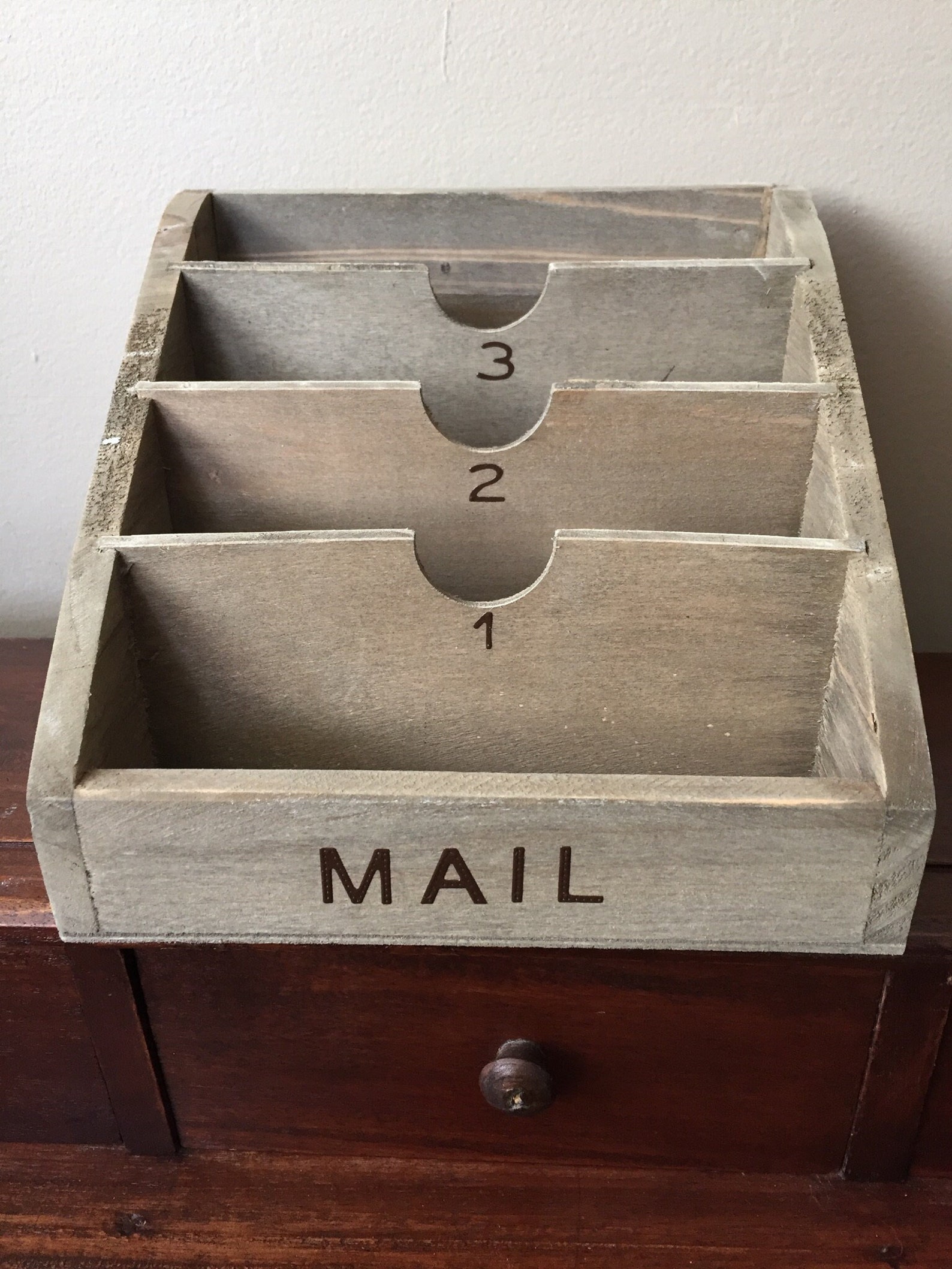 Mail Holder, Small Desktop Variety. Rustic Wood With Letters and ...