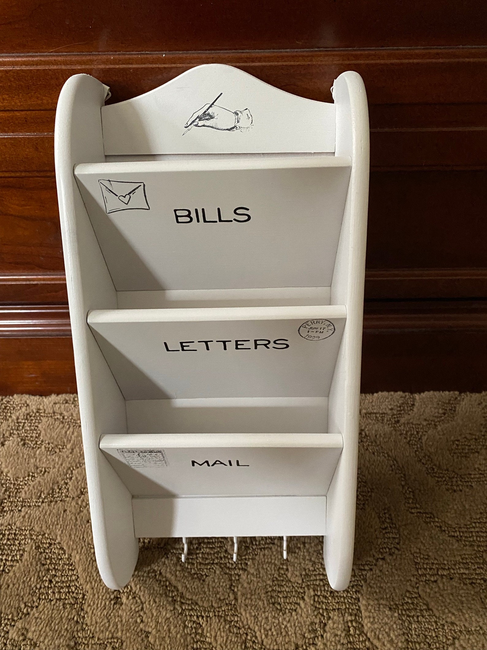 Wood Mail Holder Painted Labeled and Stamped. Wall Mount - Etsy