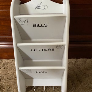 Wood Mail Holder, Painted , Labeled and Stamped. Wall Mount Mail Holder ...