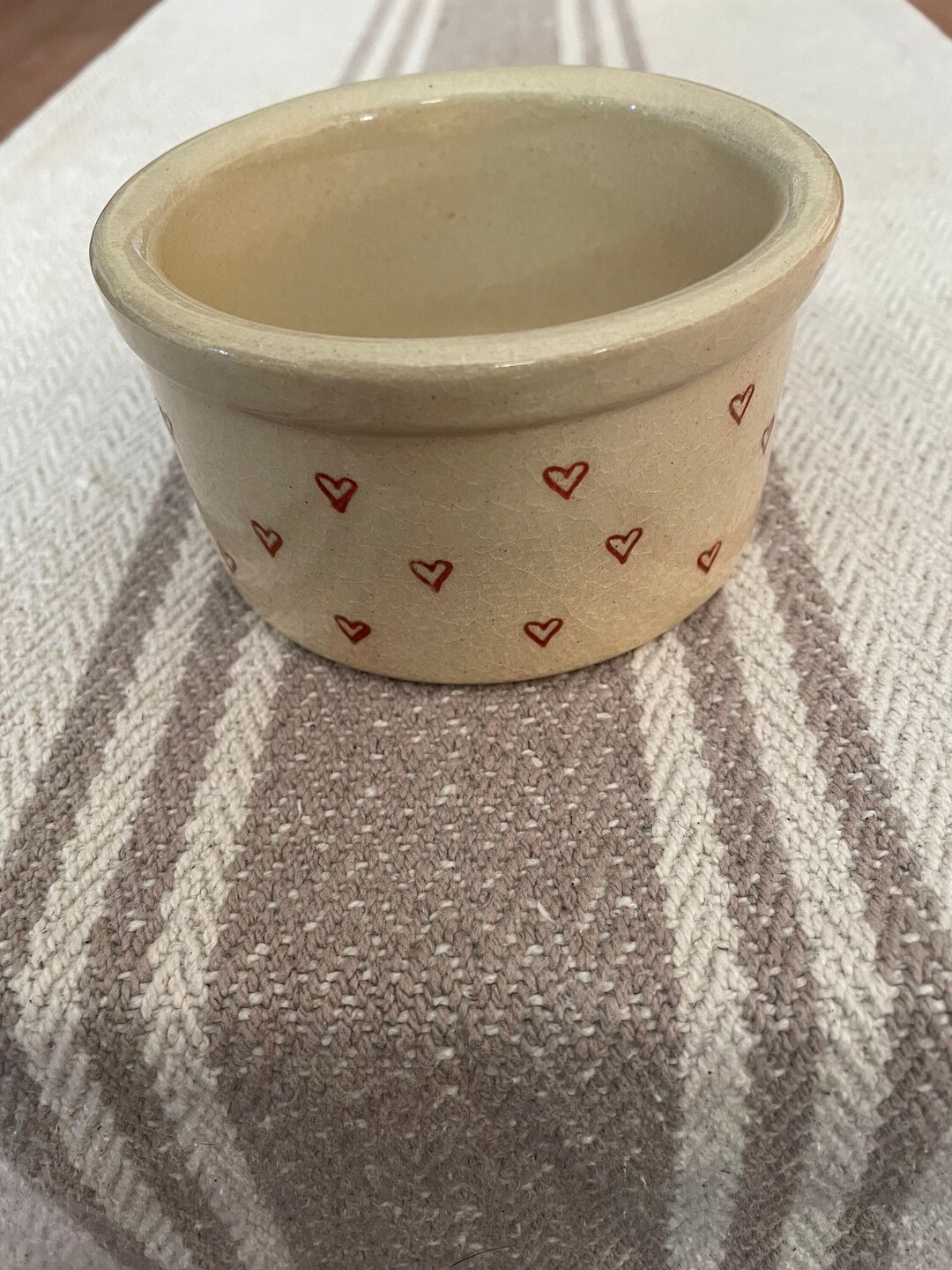 Vintage Mini Ironstone Crock Decorated With Tiny Hearts. Decorative ...