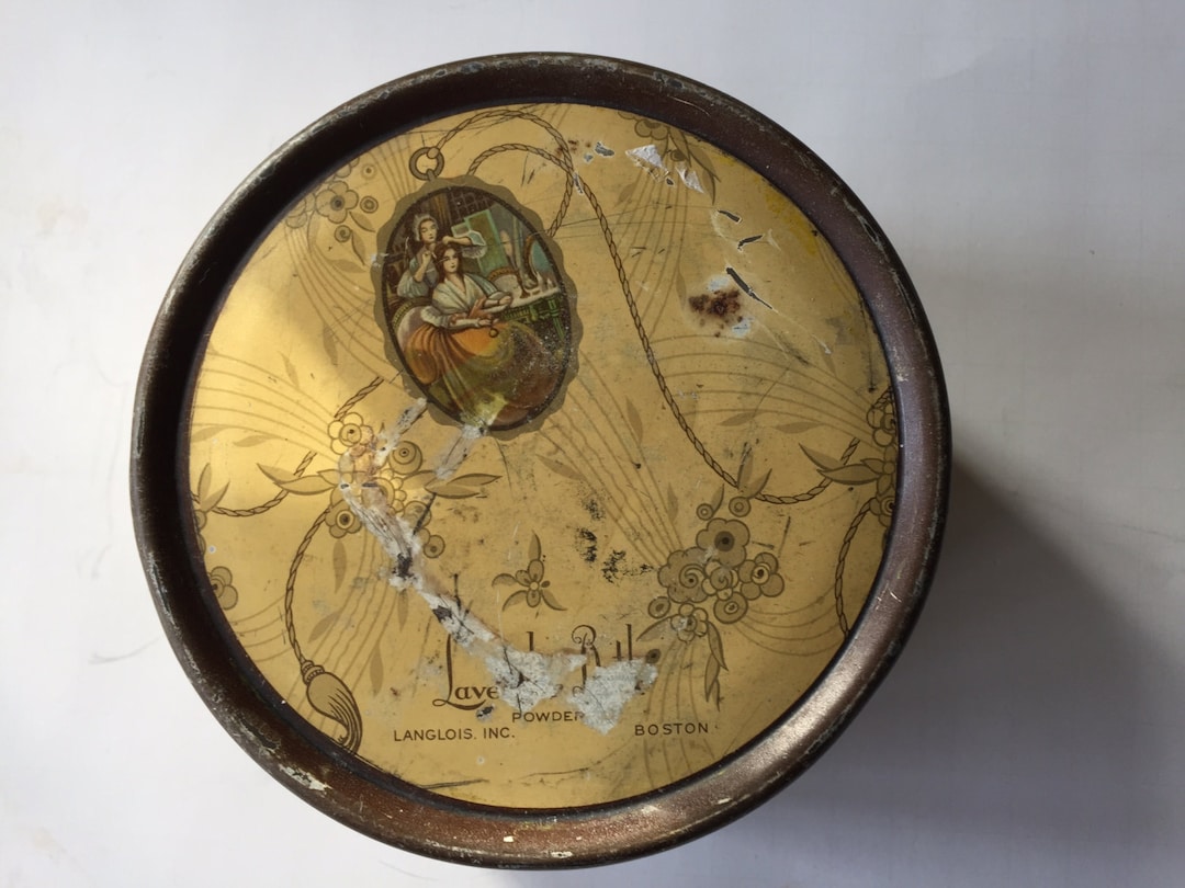 Vintage Powder Tin, Held Lavender Dusting Powder. 1930's Era. Langlois ...