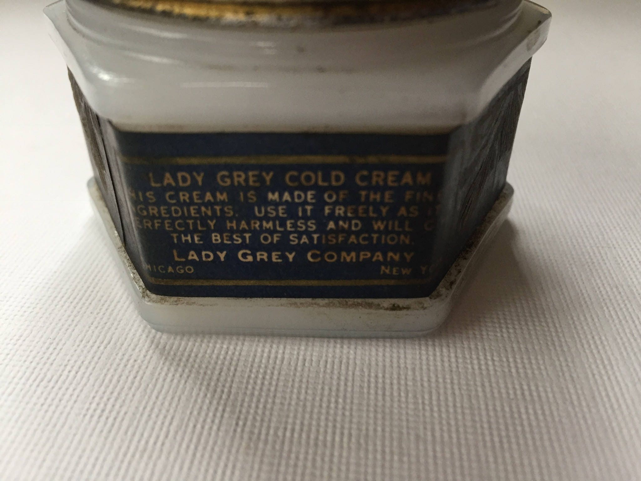 Antique cold cream jar milk glass jar with original label and | Etsy